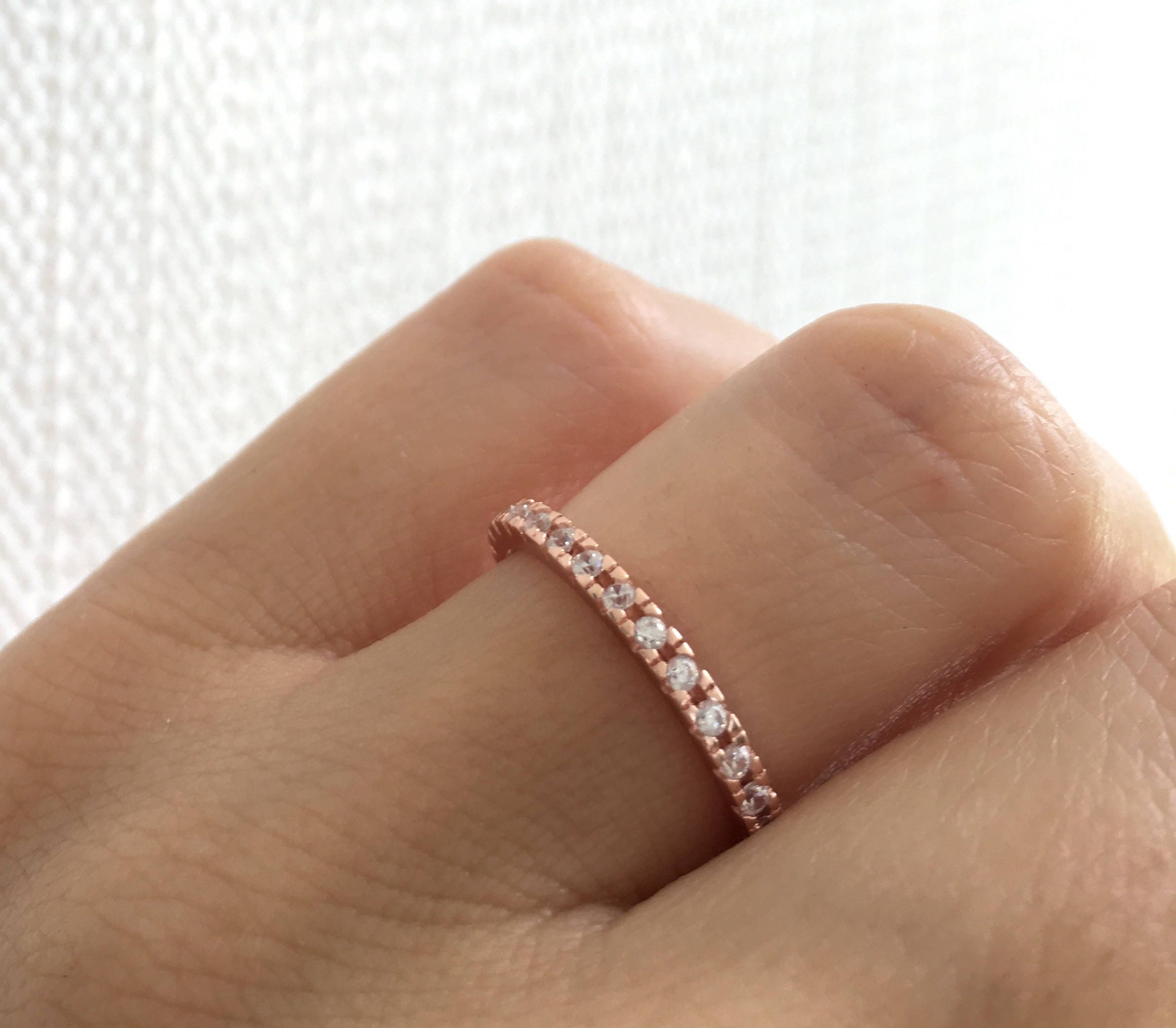 Rose Gold Eternity Ring. Rose Gold Wedding Band. Fine Cz Eternity Band ...