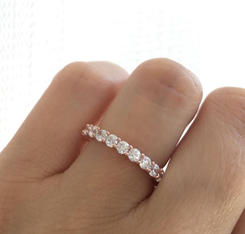 Round Cz Classic Eternity Band Ring. Rose Gold Eternity Band. - Etsy