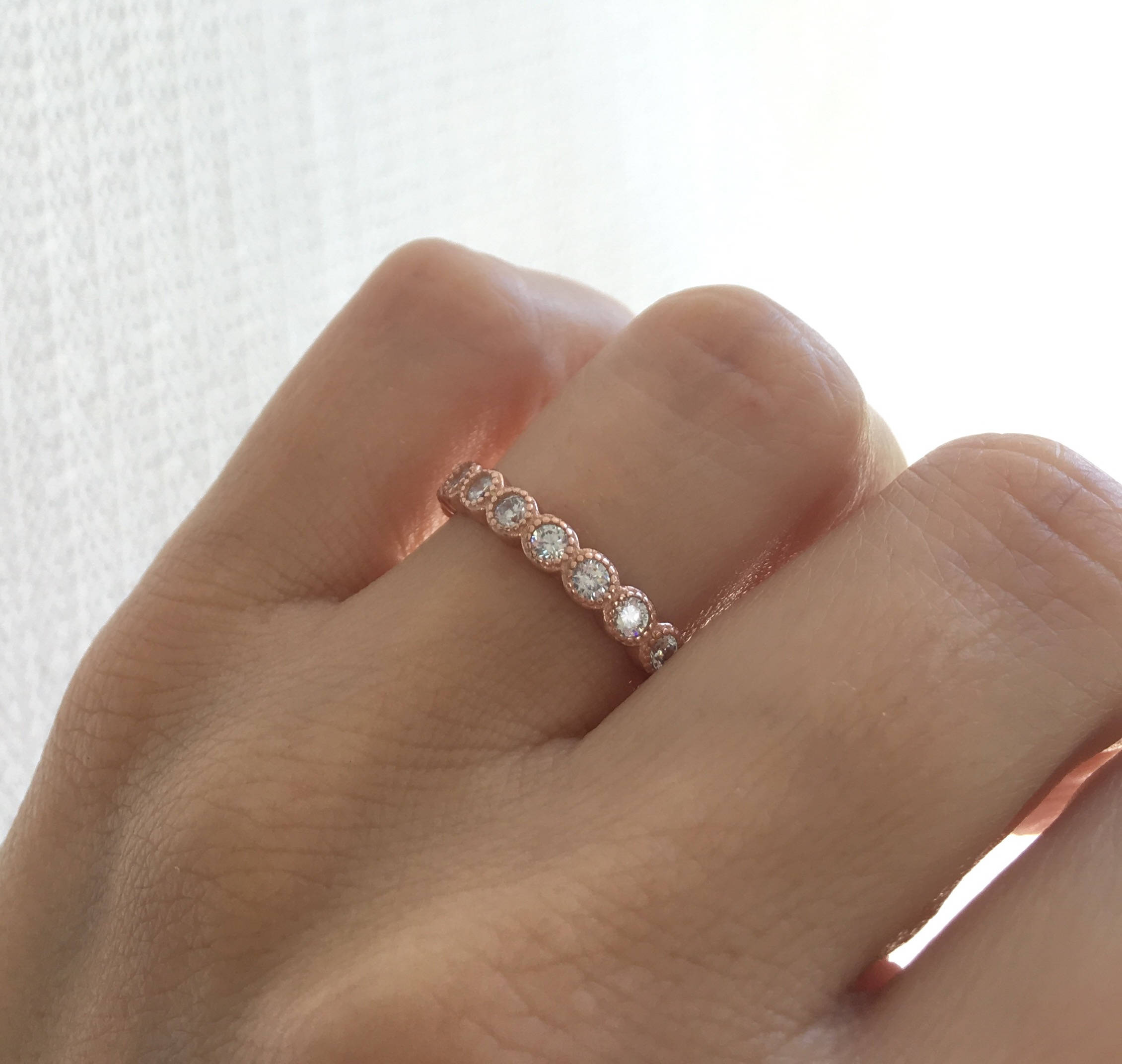 Rose Gold Wedding Ring. Beautiful Wedding Band. Fine Cz | Etsy