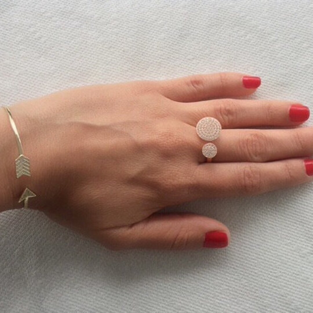 Double Disc Adjustable Ring, Circle Ring, Double Disc Ring, Double ...