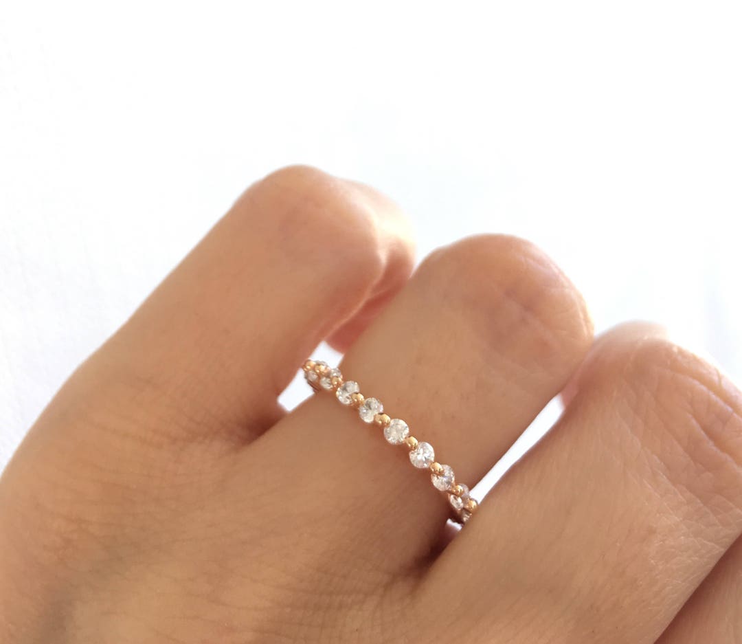 Round Cz Eternity Band Ring. Rose Gold Eternity Band. Silver Rose Gold ...