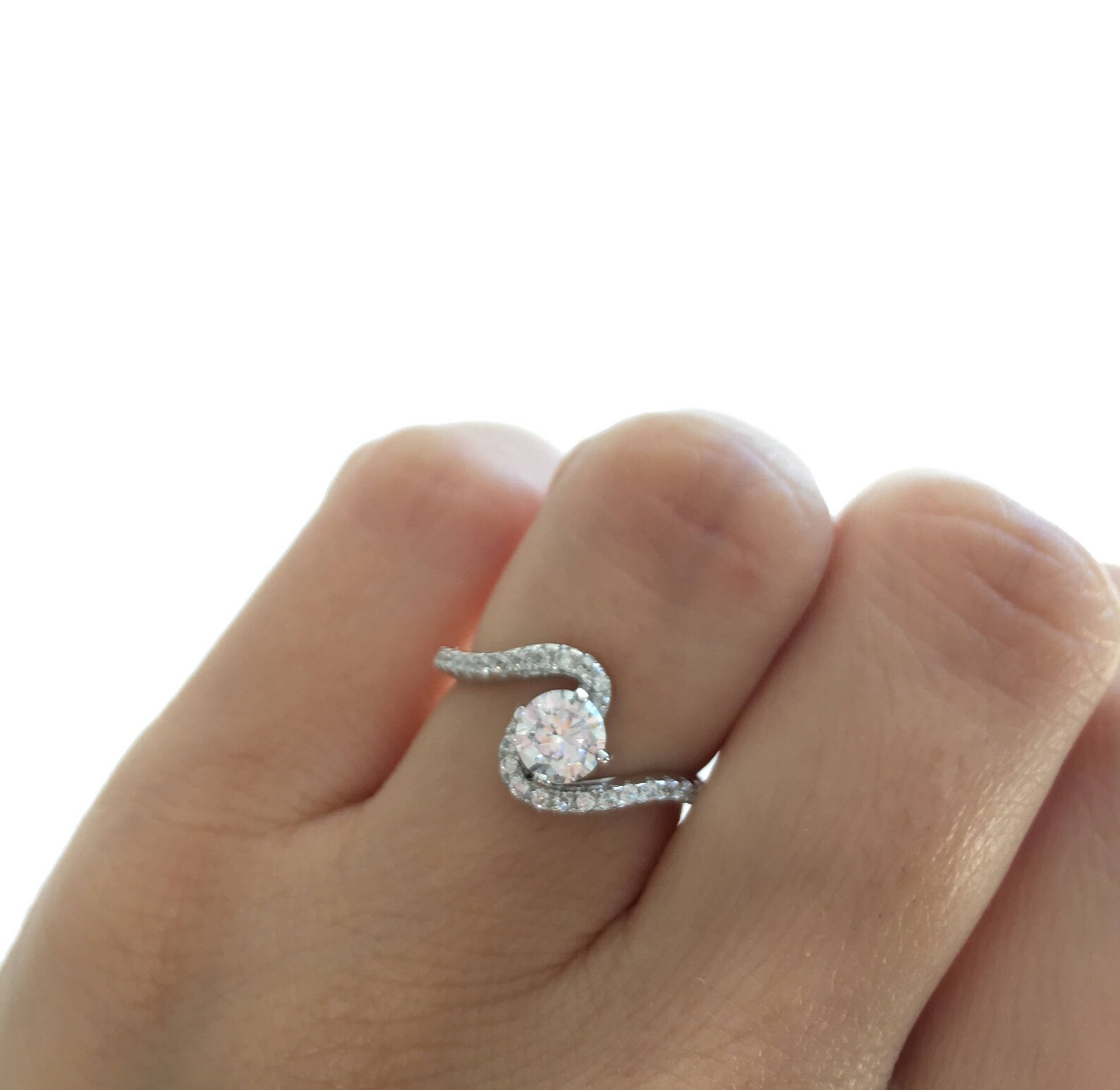 Sterling Silver Swirl Ring. Swirl Engagement Ring. Fine - Etsy