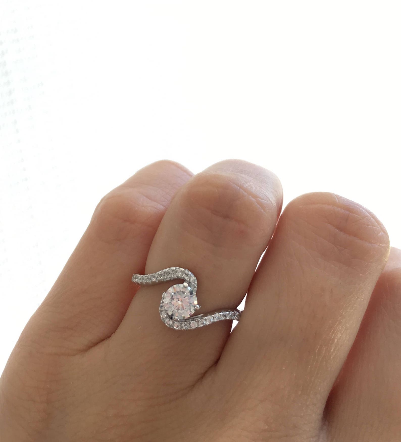 Sterling Silver Swirl Ring. Swirl Engagement Ring. Fine | Etsy