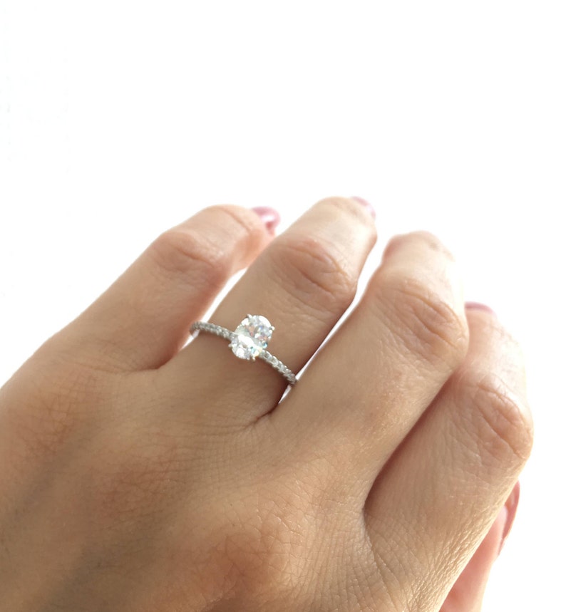 Oval Accented Solitaire Ring. High Quality Sterling Silver - Etsy