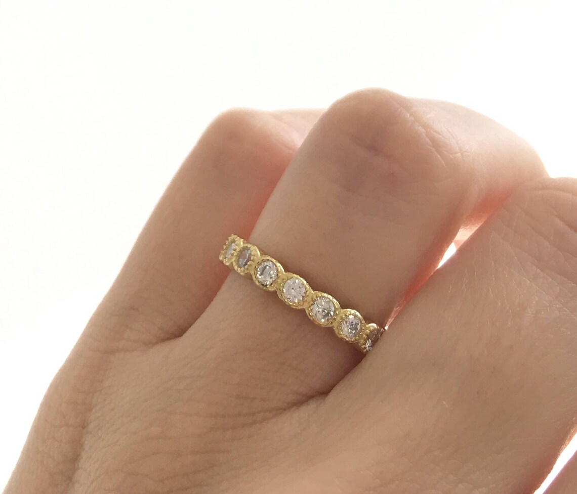 Gold Wedding Band Ring. Beautiful Wedding Band. Fine Cz - Etsy