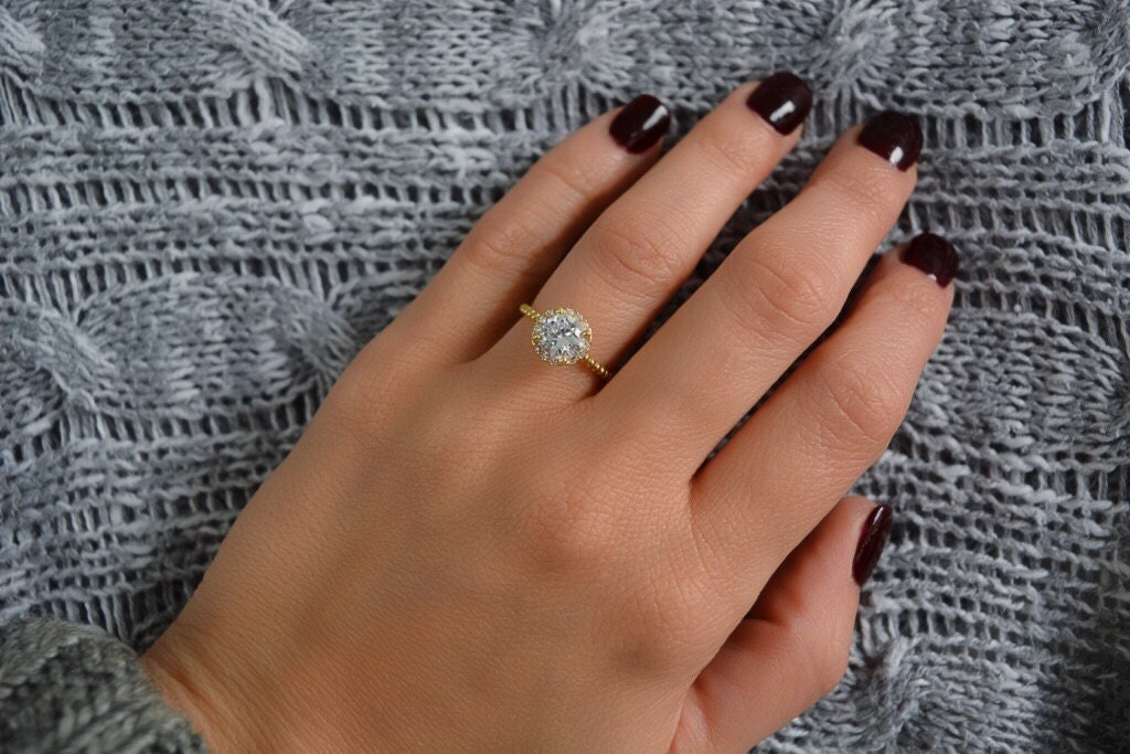 High Quality Engagement Ring. Sterling Silver Gold Plated - Etsy