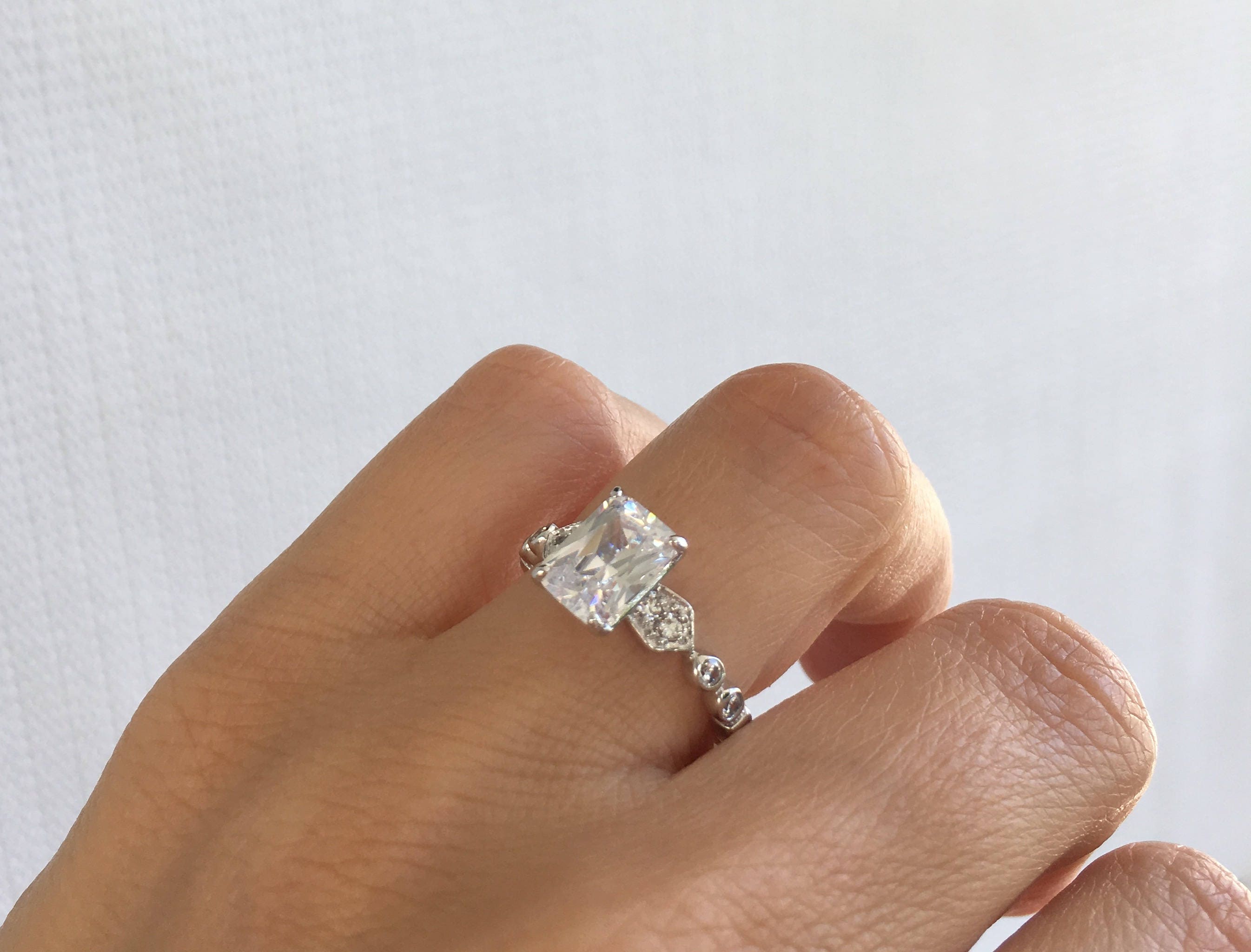 Bridal Ring Set. Vintage Style Wedding Ring. Art Deco Wedding | Etsy