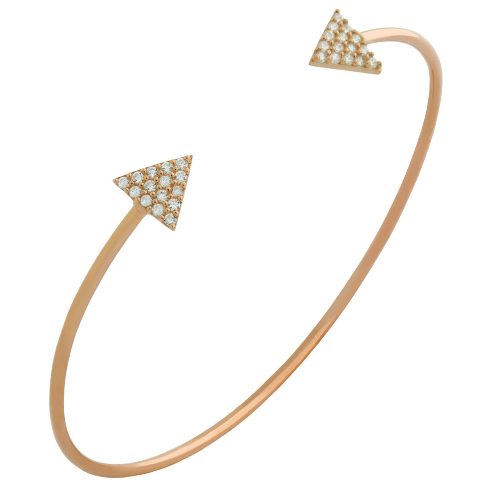 Triangle Bangle Bracelet. Silver Triangle Bangle With CZ. Pave Triangle ...