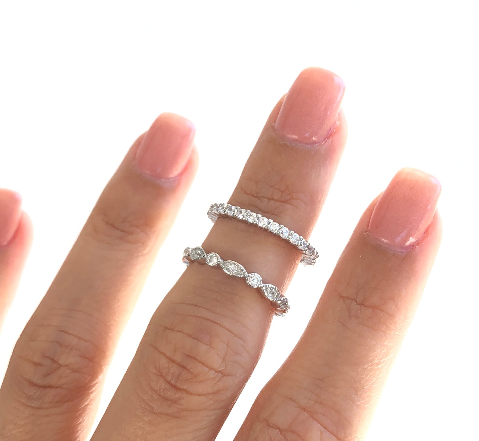 Sterling Silver Ring Set . Silver Wedding Bands. Stackable - Etsy