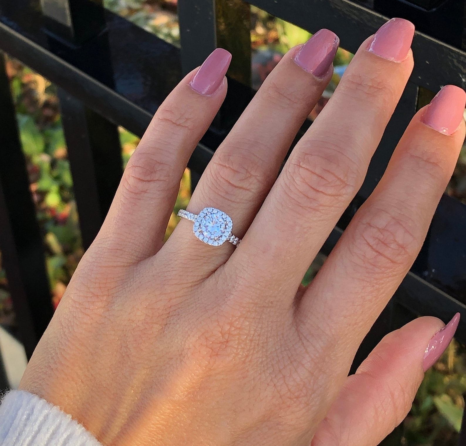 Square Halo Engagement Ring. Luxury Engagement Ring. Sterling Silver ...