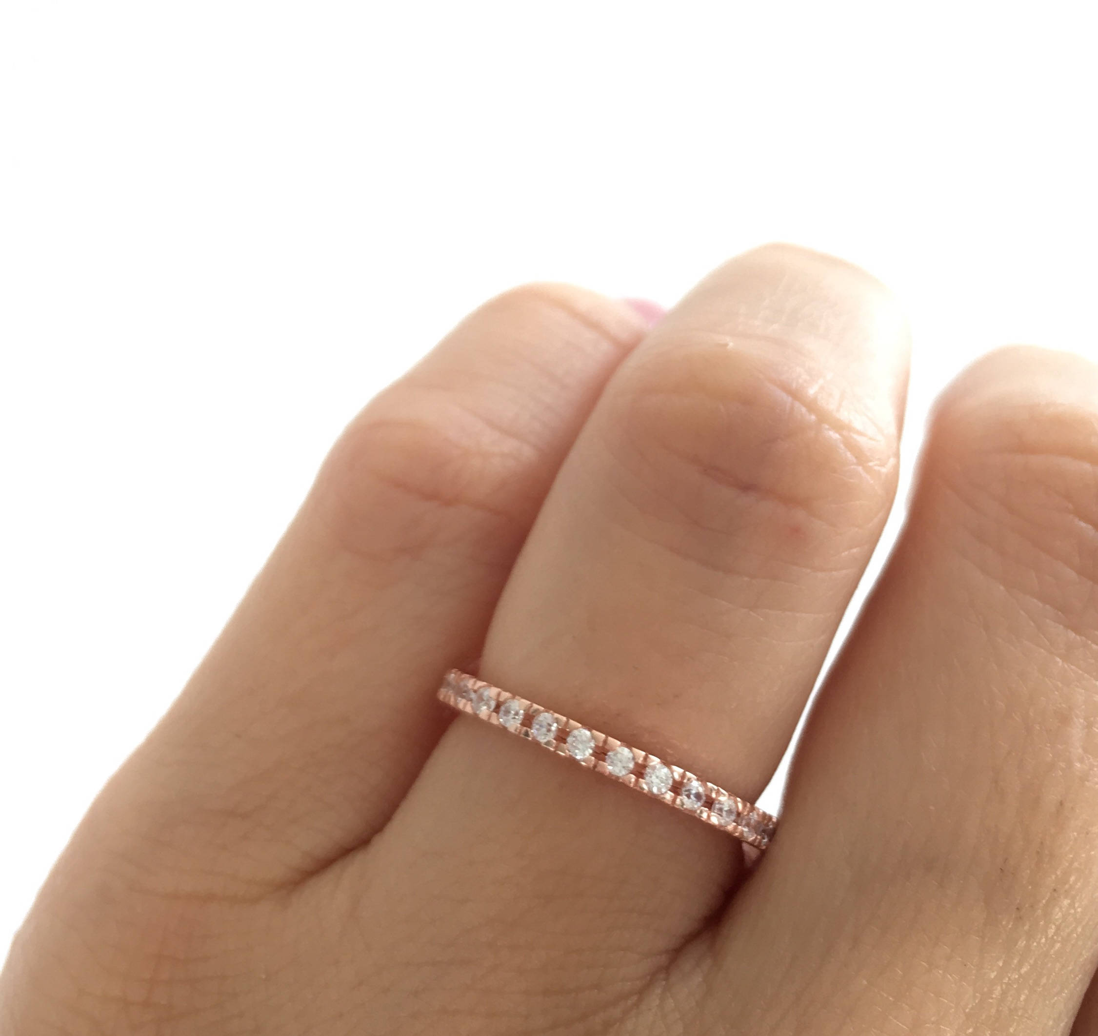 Rose Gold Eternity Ring. Rose Gold Wedding Band. Fine Cz Eternity Band ...