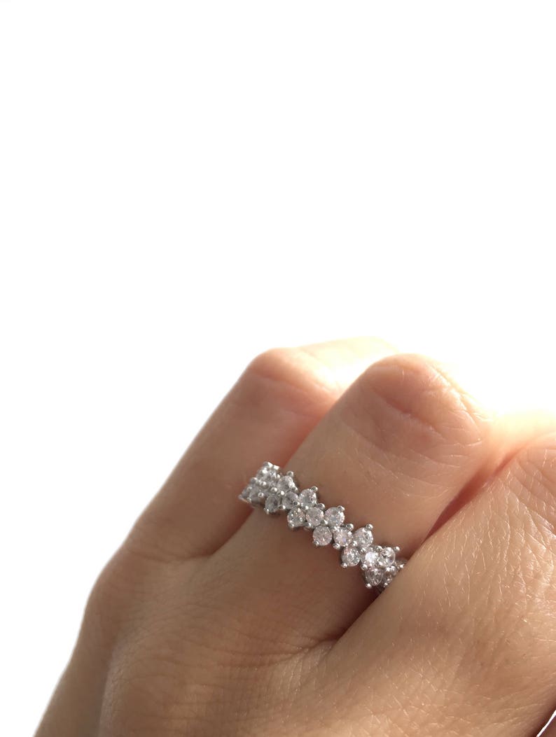 Flower Ring. Unique Design Flower Band Ring. Silver Stacking | Etsy