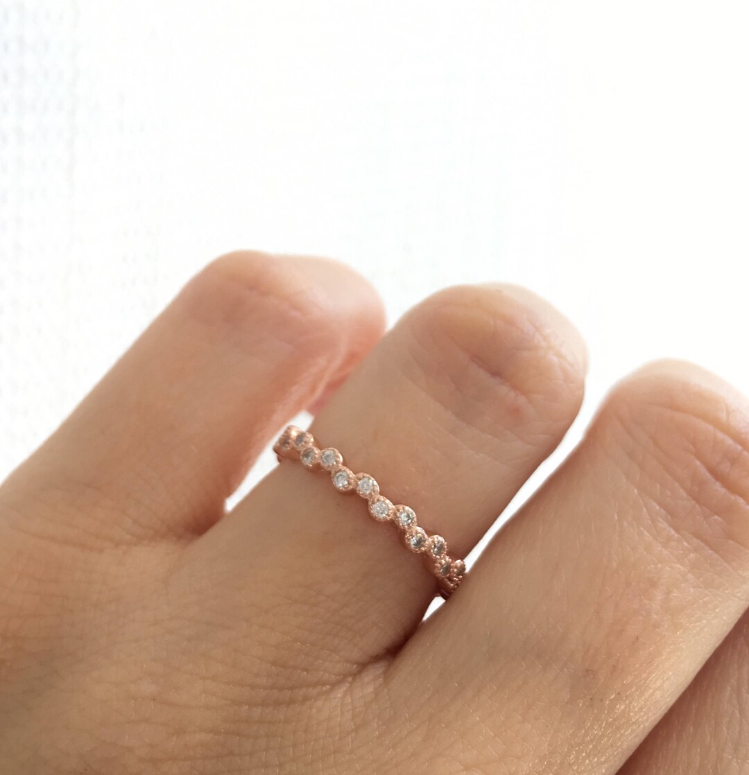 Rose Gold Stacking Ring. Wedding Band Ring. Fine Cz Eternity Band Ring ...