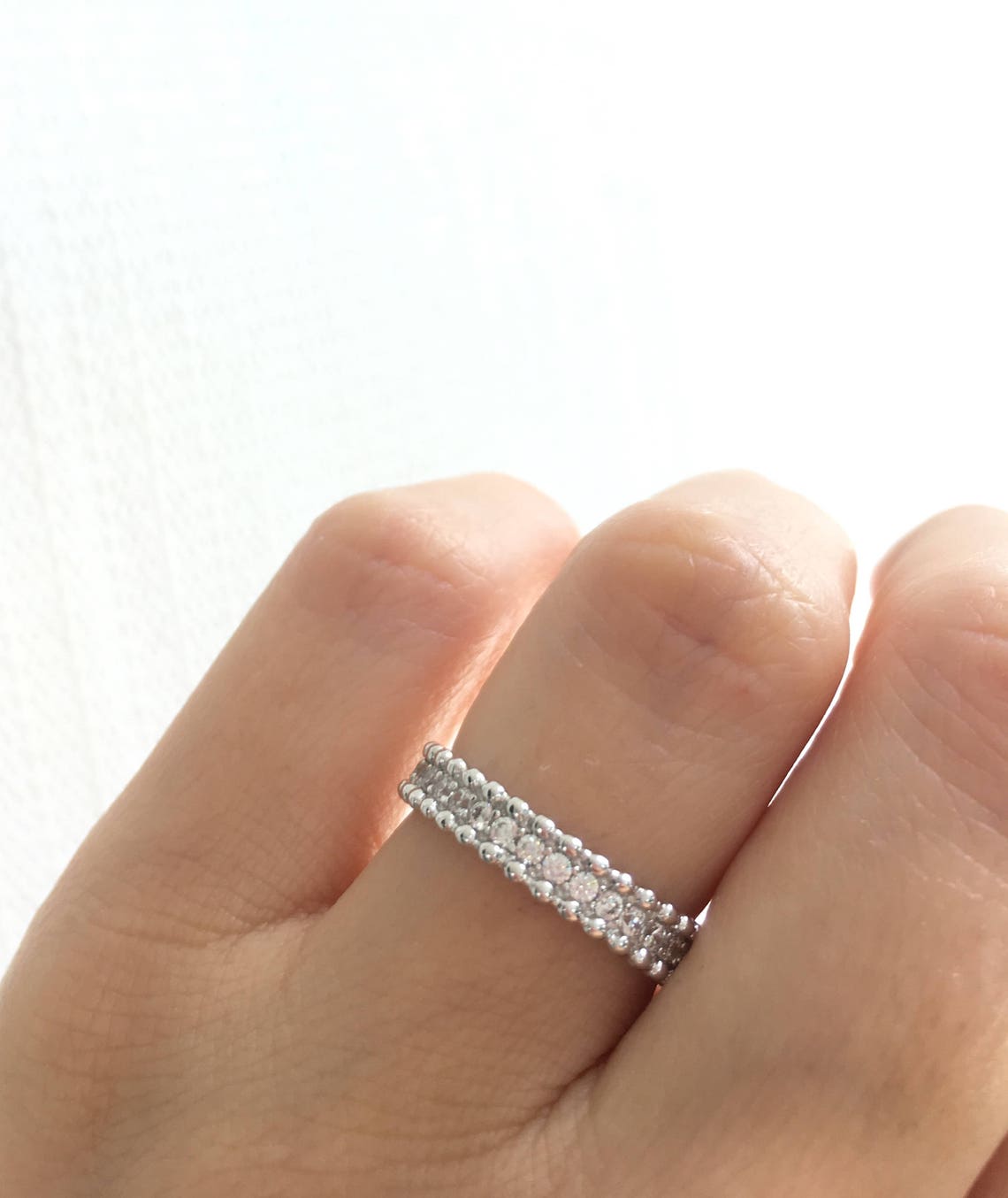 Round Cz Eternity Band Ring. Silver Eternity Ring. High - Etsy