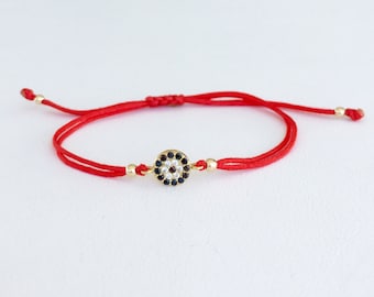 Evil Eye Red String Adjustable Adult Bracelet / Good Luck Blue Evil Eye ...