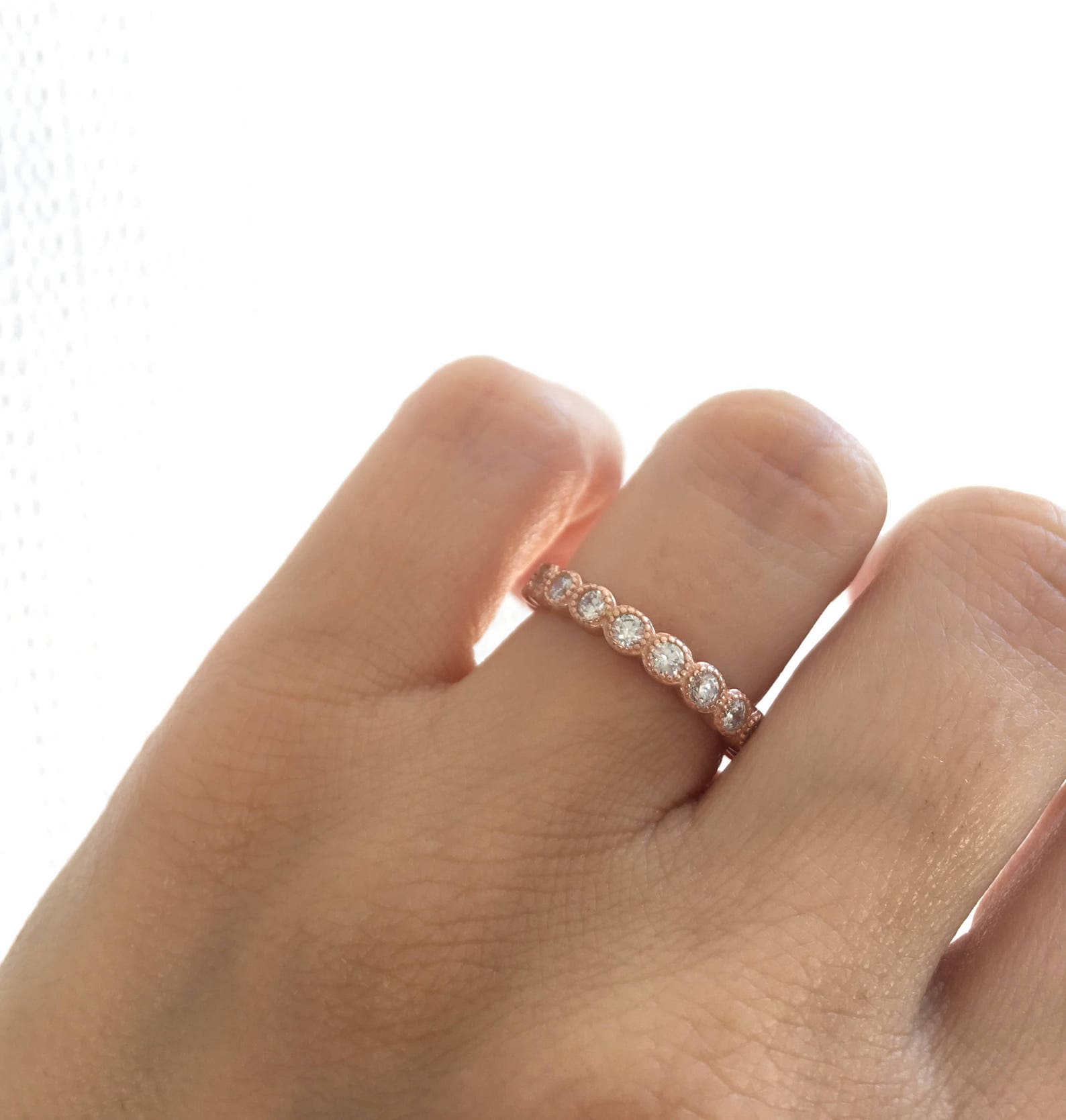 Rose Gold Wedding Ring. Beautiful Wedding Band. Fine Cz | Etsy