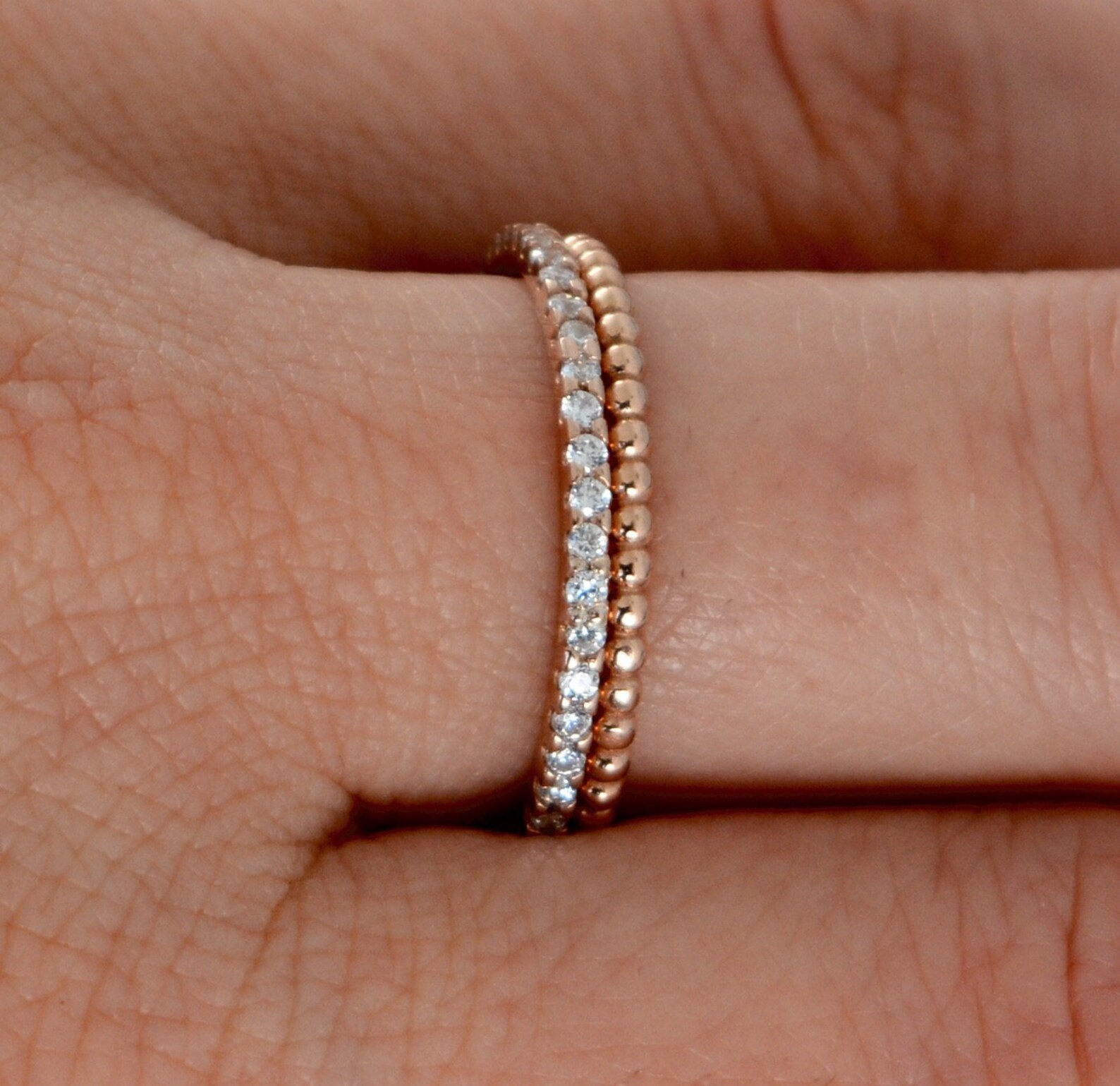 Eternity Ring Set. Set of Four Rings. Eternity Band Ring. Bead | Etsy