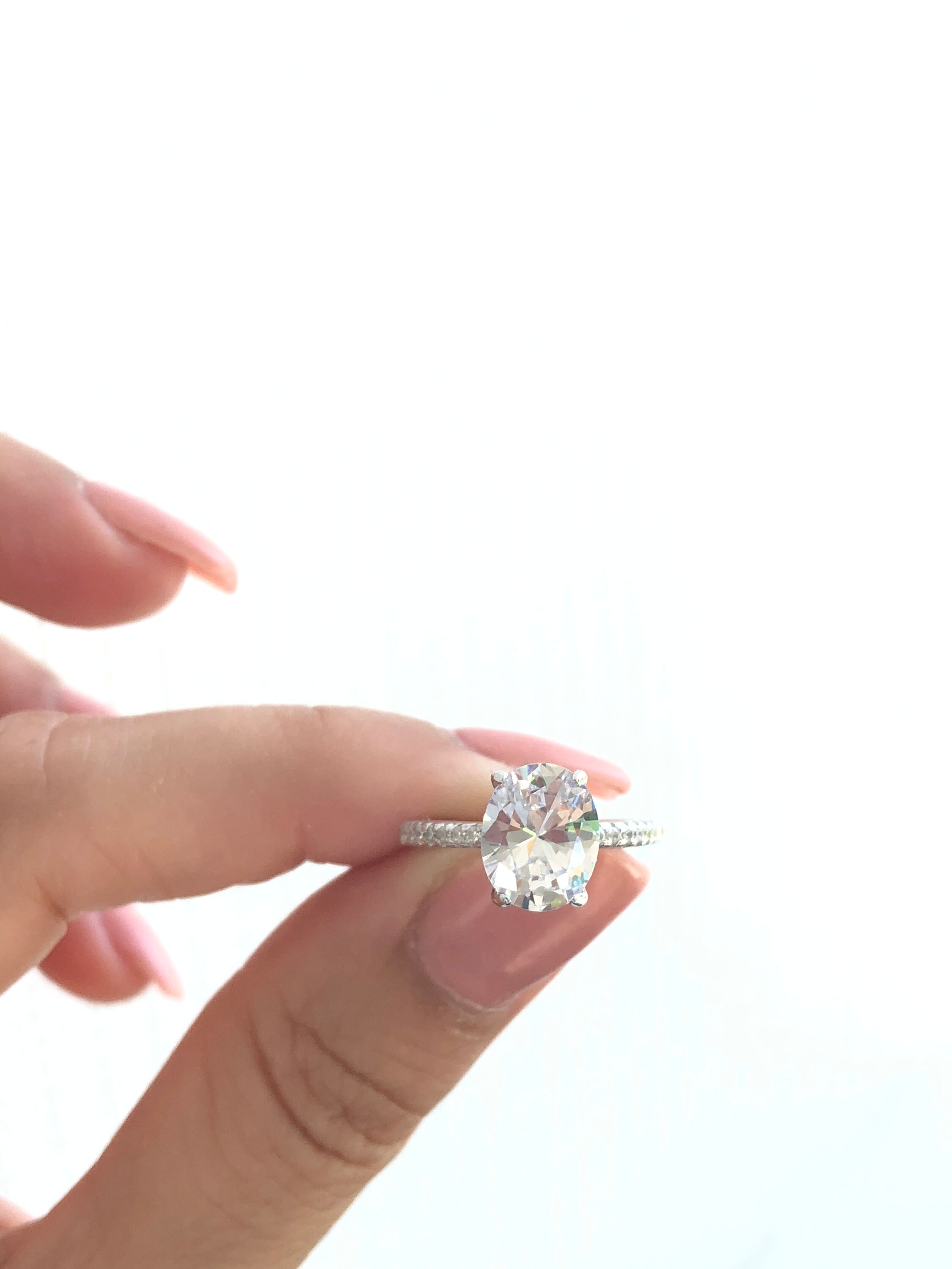 Engagement Ring. 3.25 Ctw Oval Engagement Ring. Sterling | Etsy