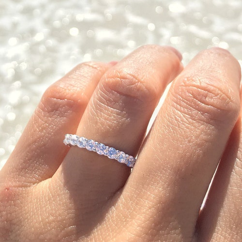 Round Cz Eternity Band Ring. Silver 18K Gold Plated Eternity - Etsy