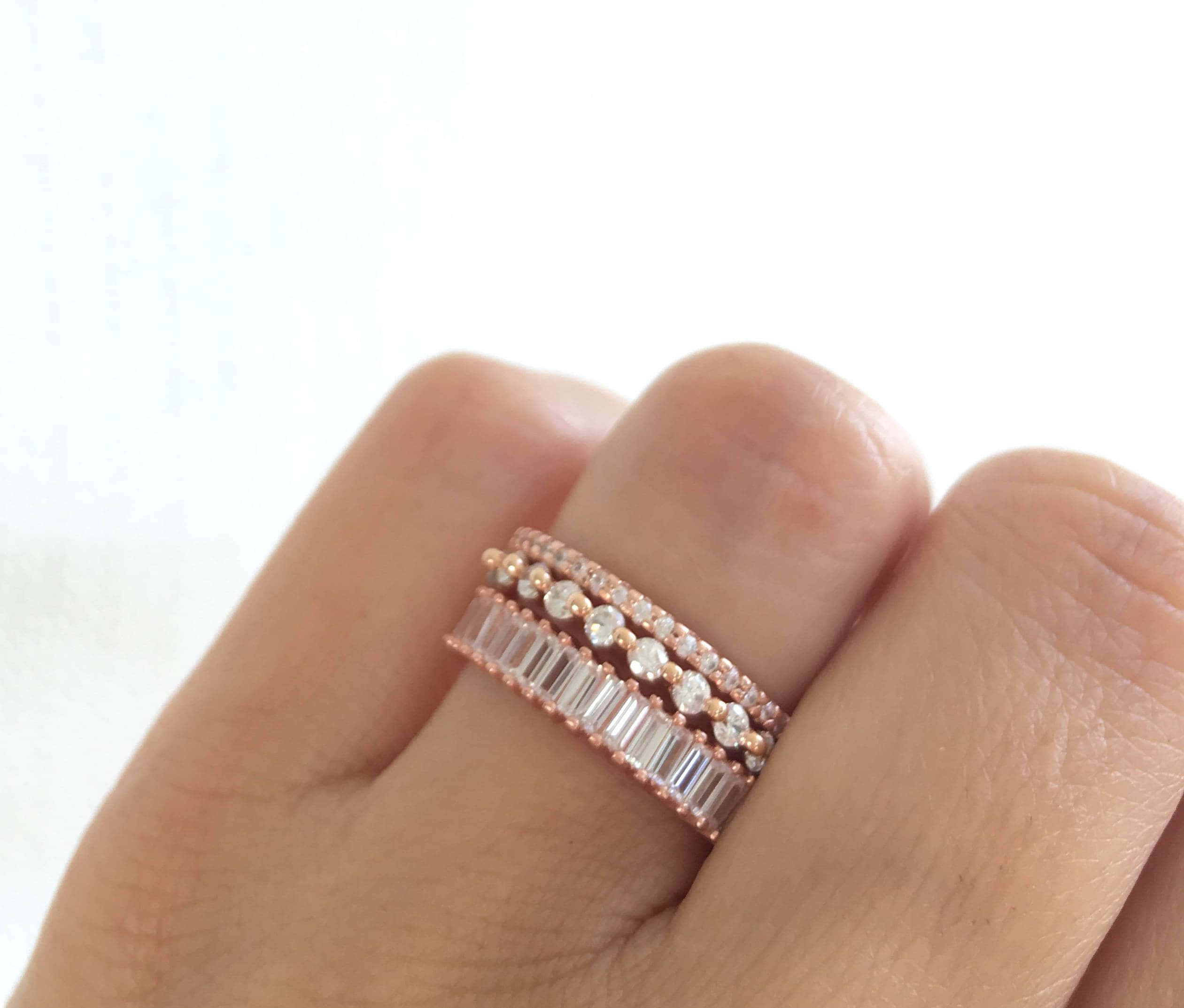 Rose Gold Eternity Ring Set. Stackable Rings. Rose Gold - Etsy