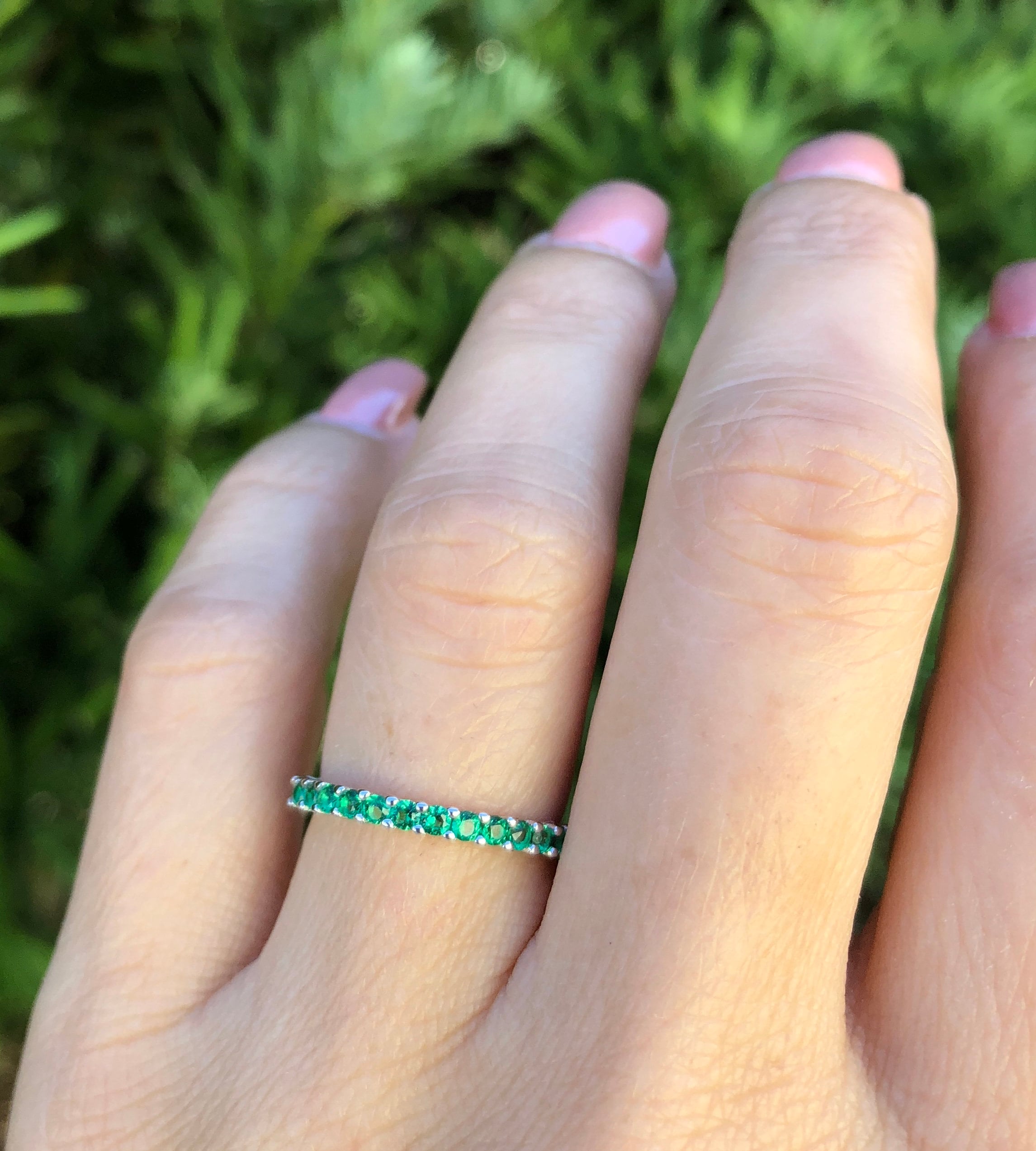 Emerald Ring. Green Emerald Eternity Band. Sterling Silver | Etsy