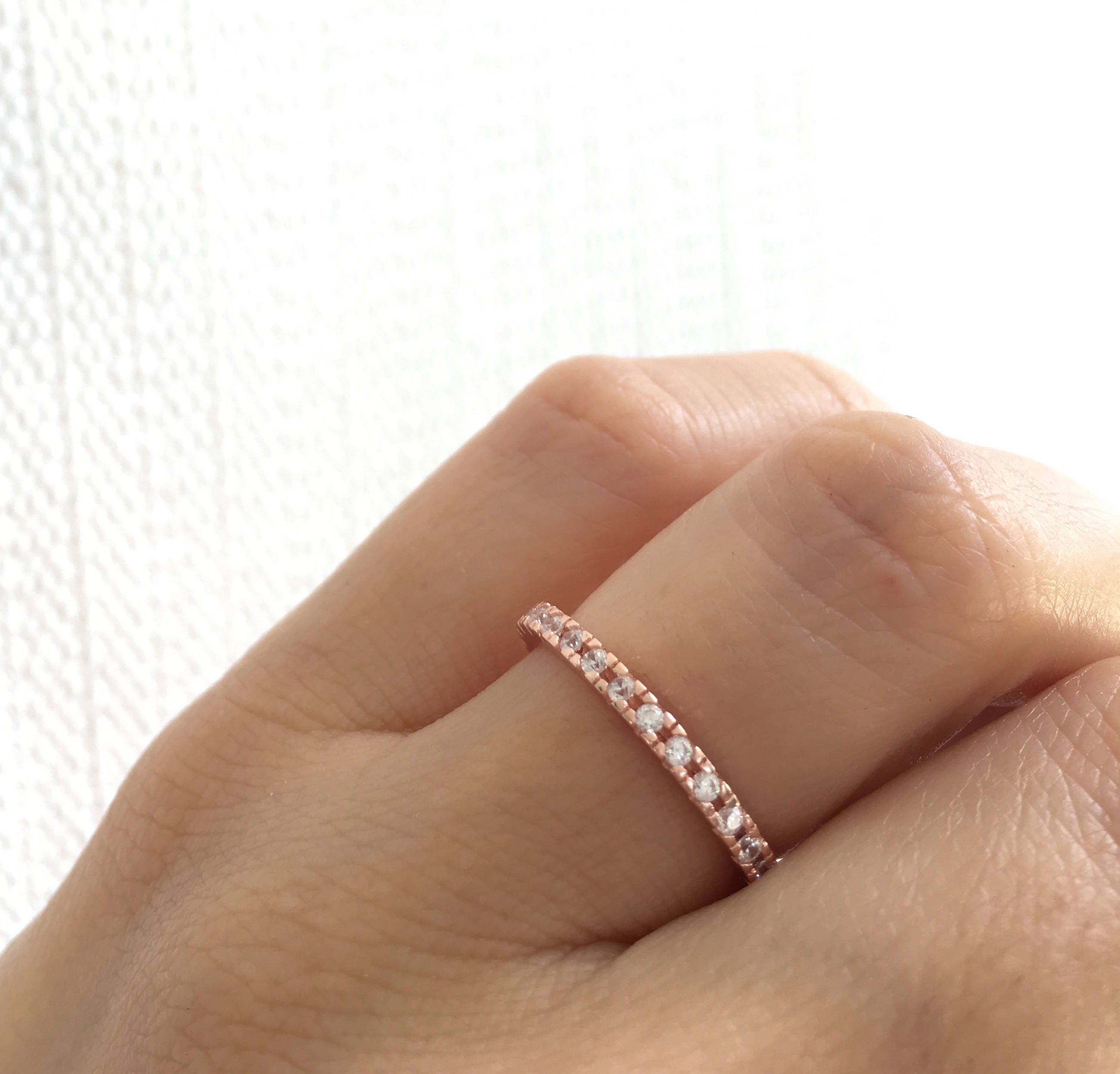 Rose Gold Eternity Ring. Rose Gold Wedding Band. Fine Cz - Etsy