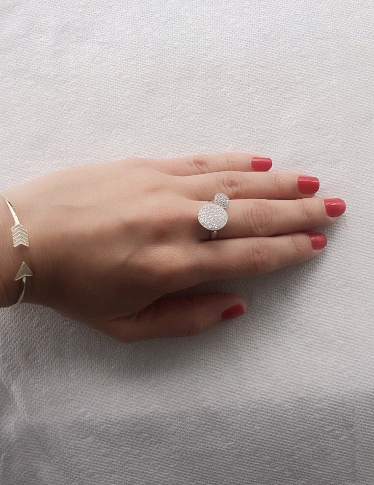 Double Disc Adjustable Ring, Circle Ring, Double Disc Ring, Double ...