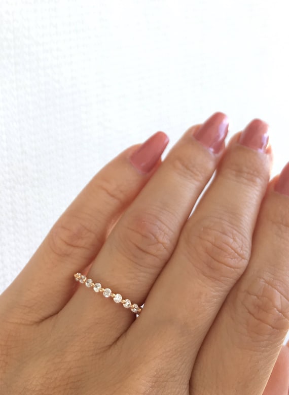 Runder Cz Eternity Band Ring. Rosegoldenes Eternity Band. Silber RoseGold Cz Eternity Band. Band Ring. Stapelbarer Ring. Eternity Band Ringe. Etsy