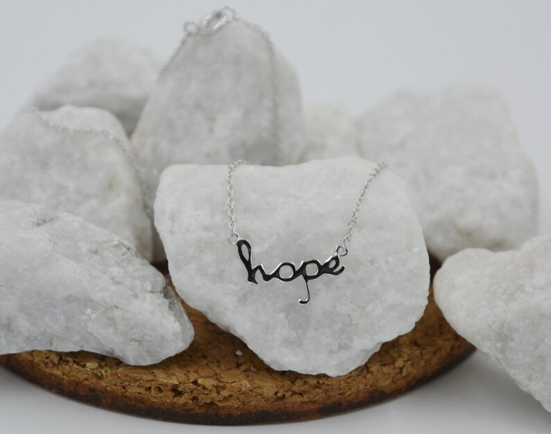 Hope Necklace. Sterling Silver Hope Necklace. Word Hope Necklace ...