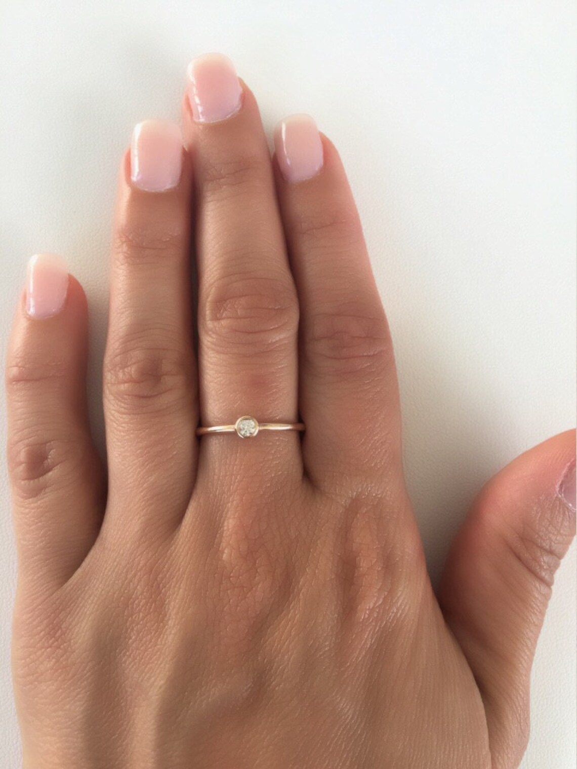 Single Diamond Ring. Stackable Mini Swarovski Ring. Solitaire Ring ...