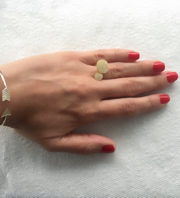 Double Disc Adjustable Ring, Circle Ring, Double Disc Ring, Double ...