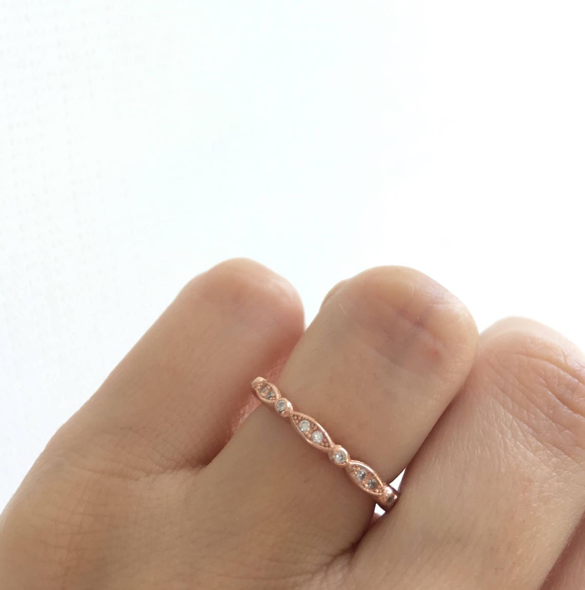 Rose Gold Art Deco Band. Art Deco Ring. Wedding Band. Rose Gold ...