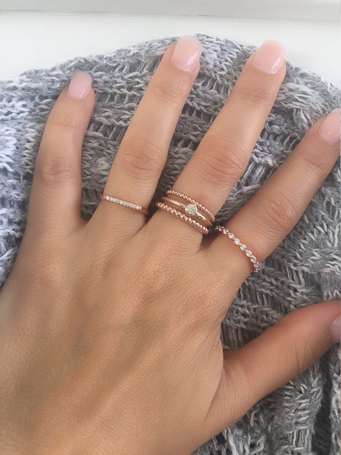 Single Diamond Ring. Stackable Mini Swarovski Ring. Solitaire Ring ...