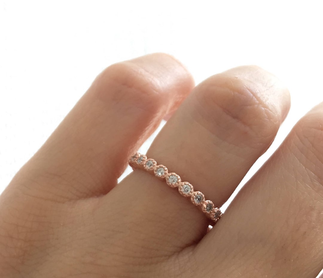 Rose Gold Eternity Ring. Wedding Band. Sterling Silver Rose Gold Plated ...