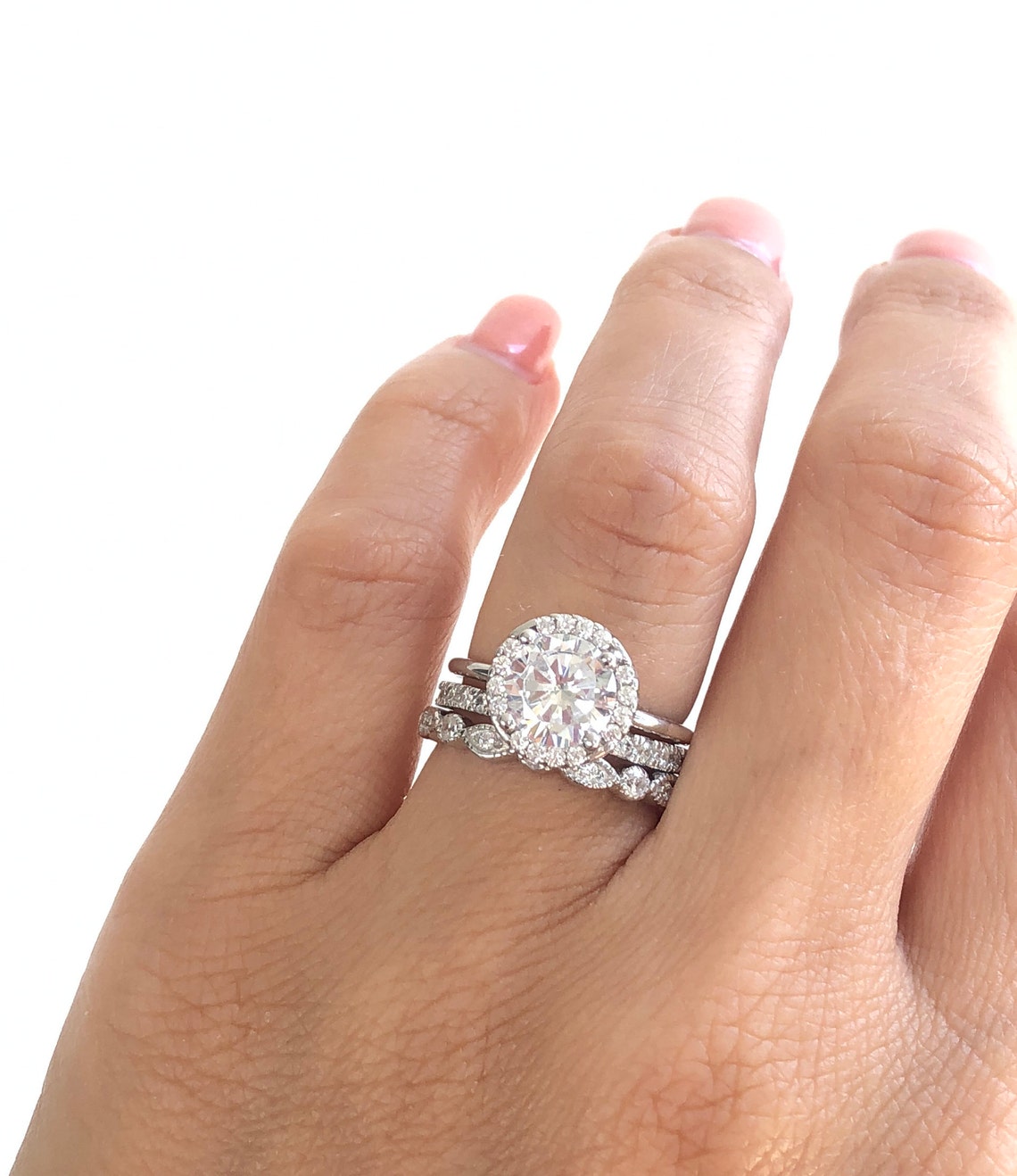 Wedding Ring Set. Bridal Rings. Sterling Silver Anniversary | Etsy