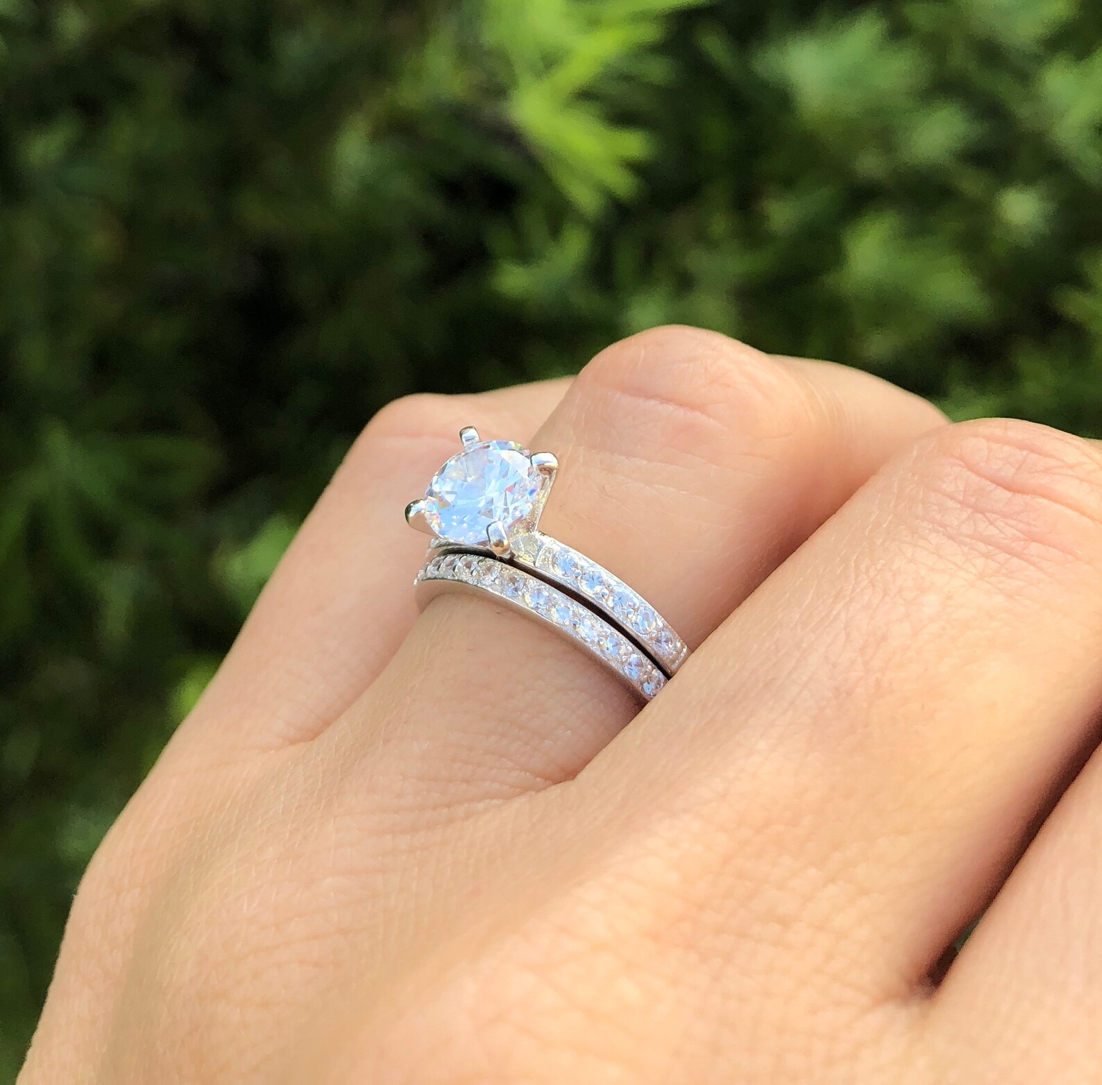 Classic Round Cut Wedding Ring Set. Sterling Silver Wedding - Etsy