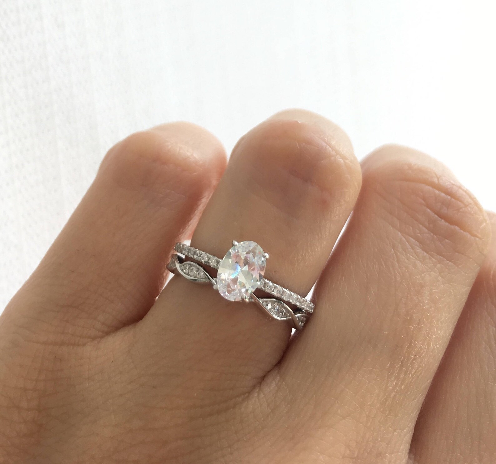 Sterling Silver Rhodium Plated Wedding Set, Packed in A Luxury Gift Box ...