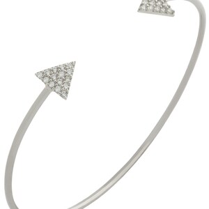 Triangle Bangle Bracelet. Silver Triangle Bangle With CZ. Pave Triangle ...