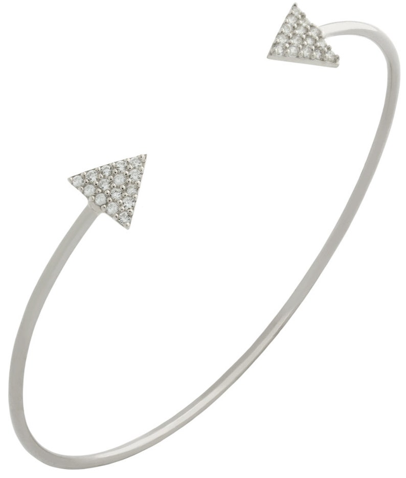 Triangle Bangle Bracelet. Silver Triangle Bangle With CZ. Pave Triangle ...