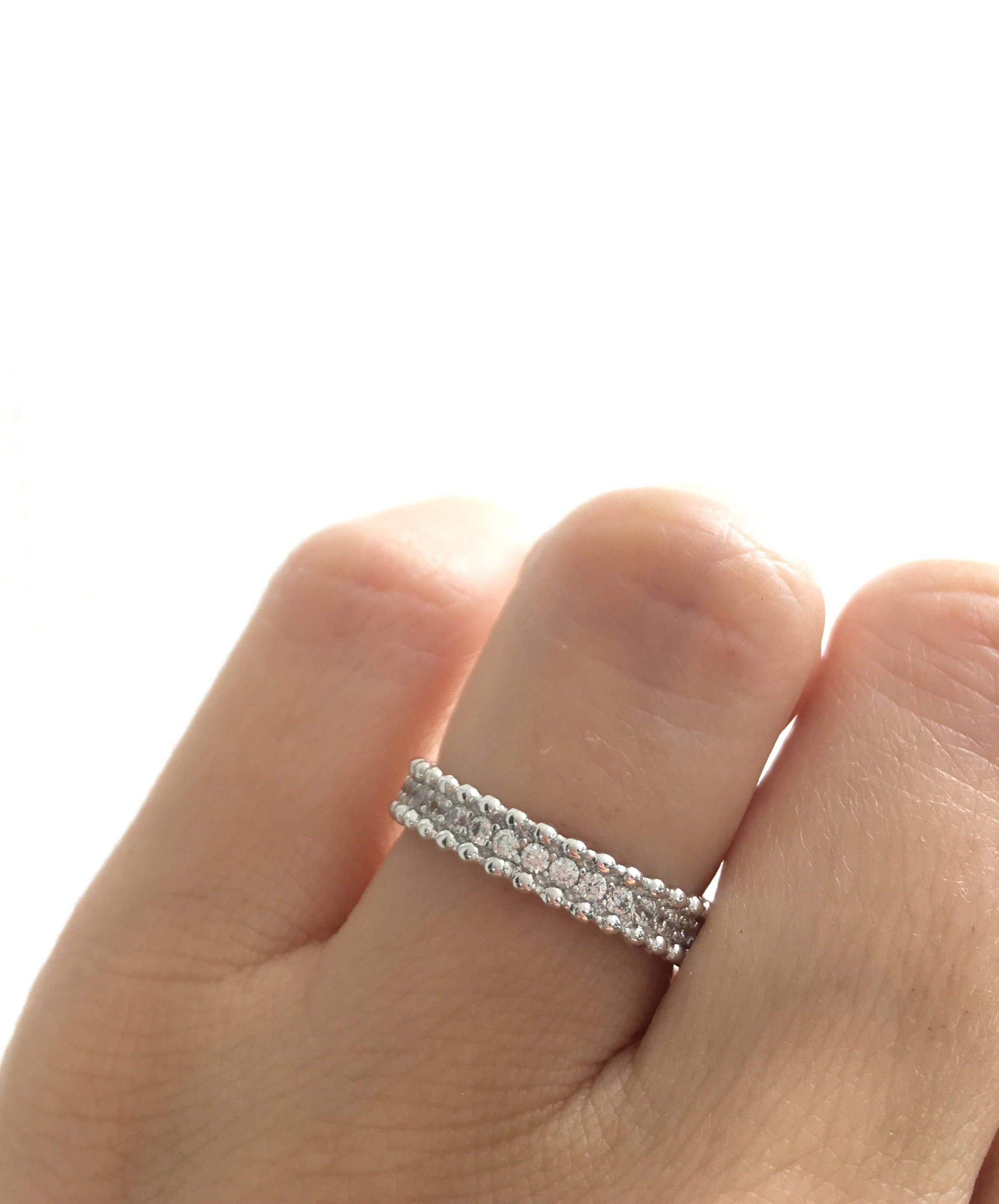 Round Cz Eternity Band Ring. Silver Eternity Ring. High | Etsy