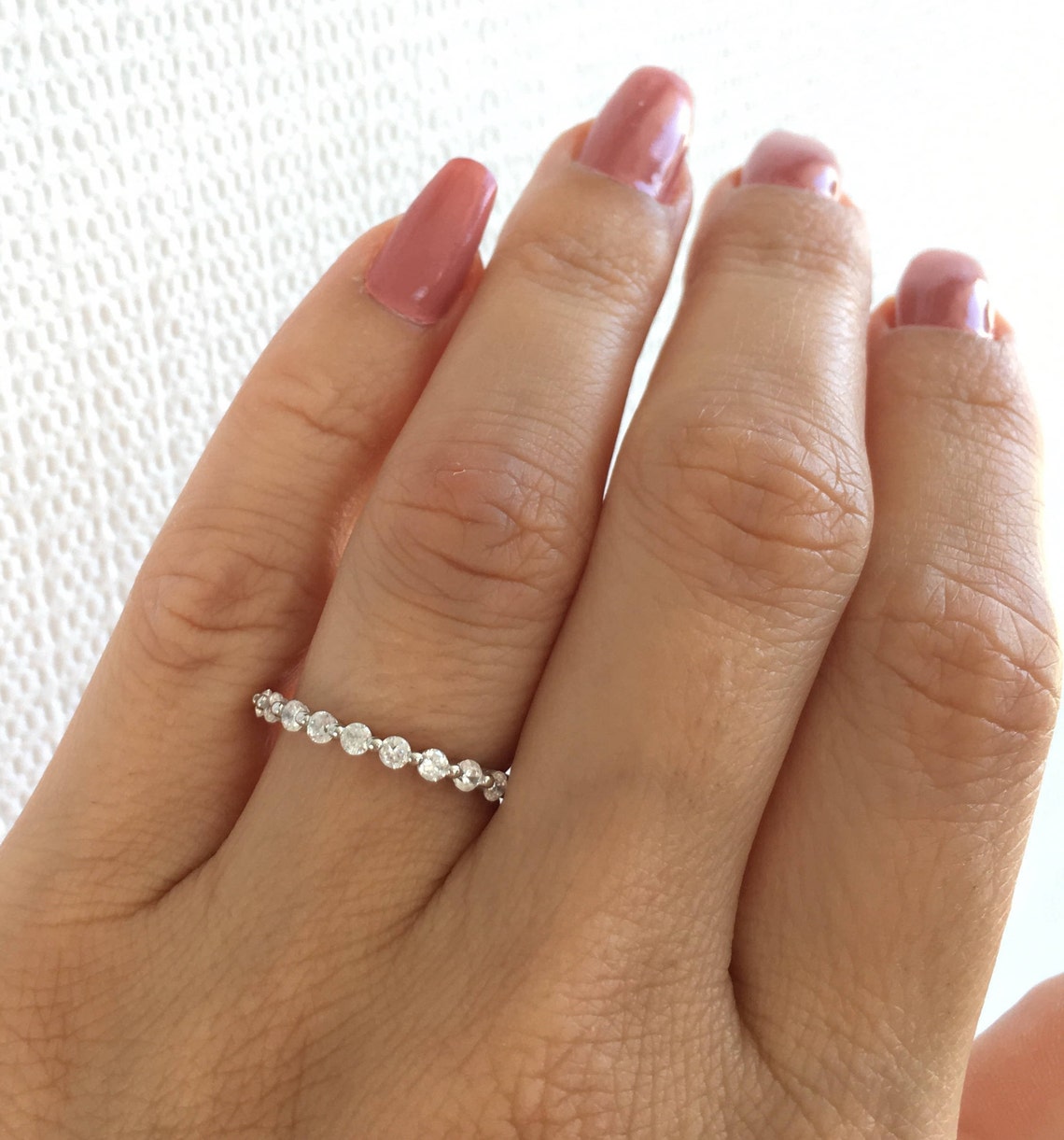 Round Cz Eternity Band Ring. Silver Rhodium Plated Eternity - Etsy