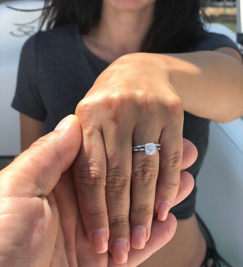 Delicate Wedding Ring Set. High Quality Sterling Silver | Etsy