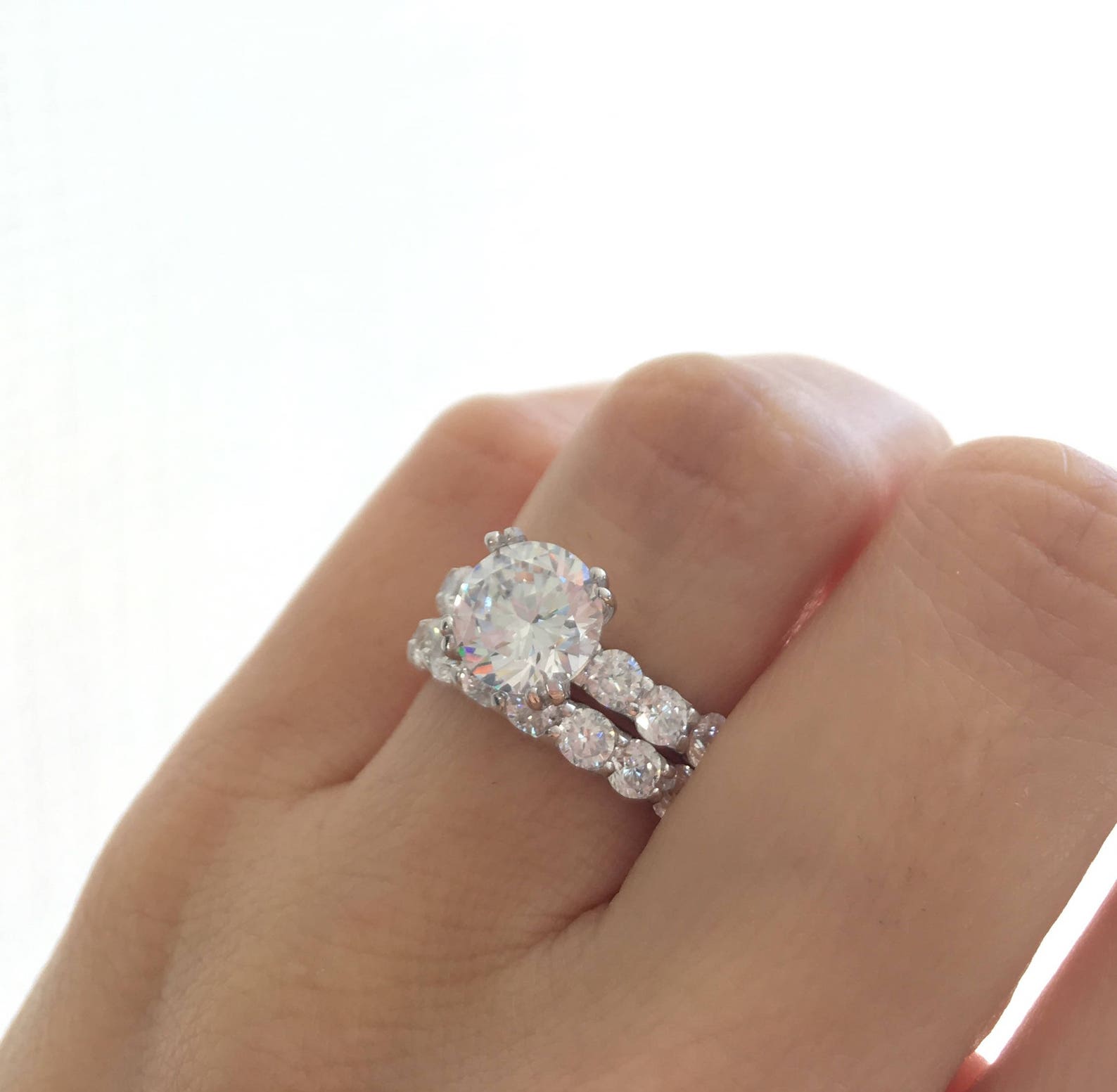 Wedding Ring Set. Fine Quality Round Cut Solitaire Ring. | Etsy