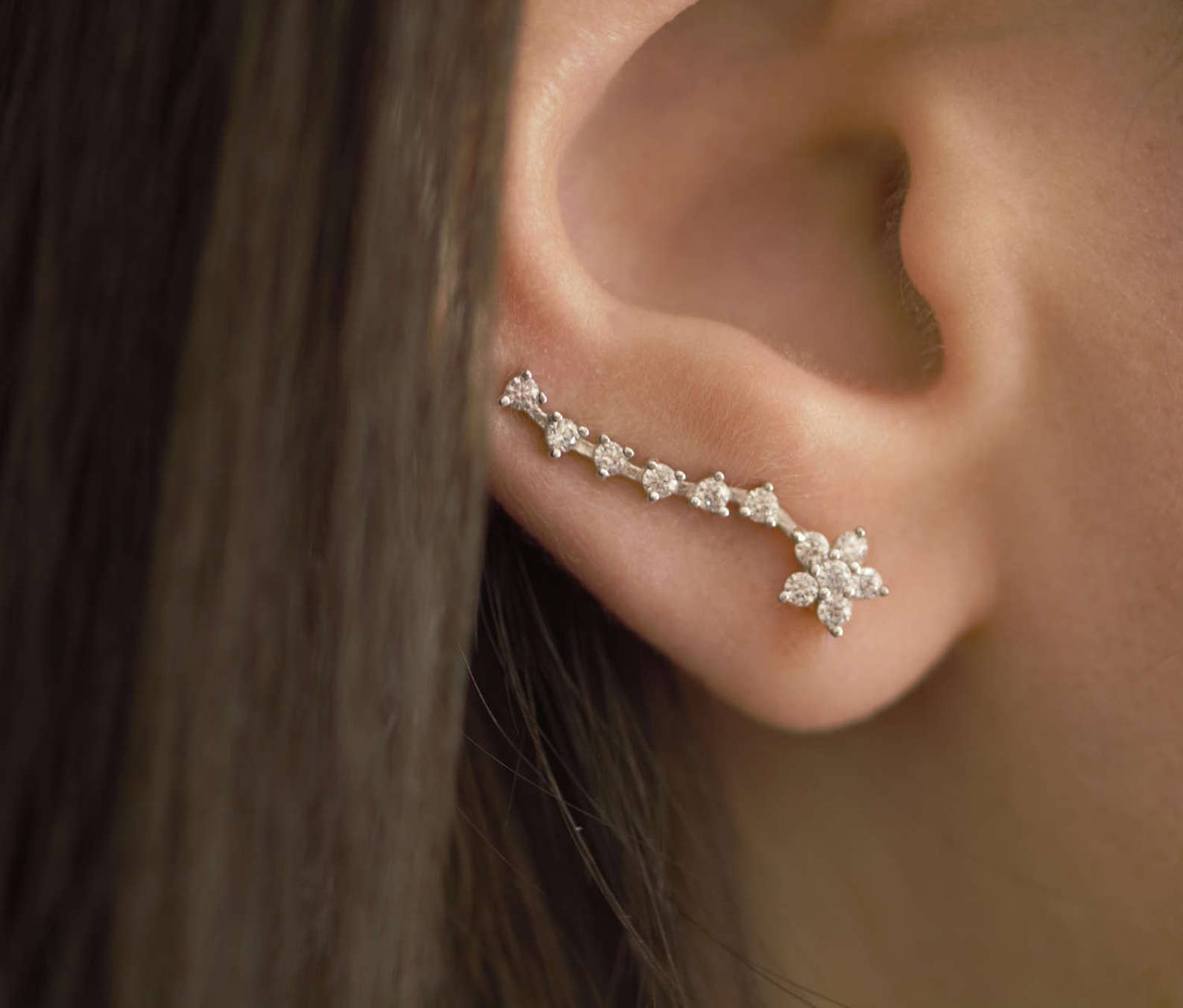 Beautiful Flower Crawler Earrings. High Quality Cz Ear - Etsy