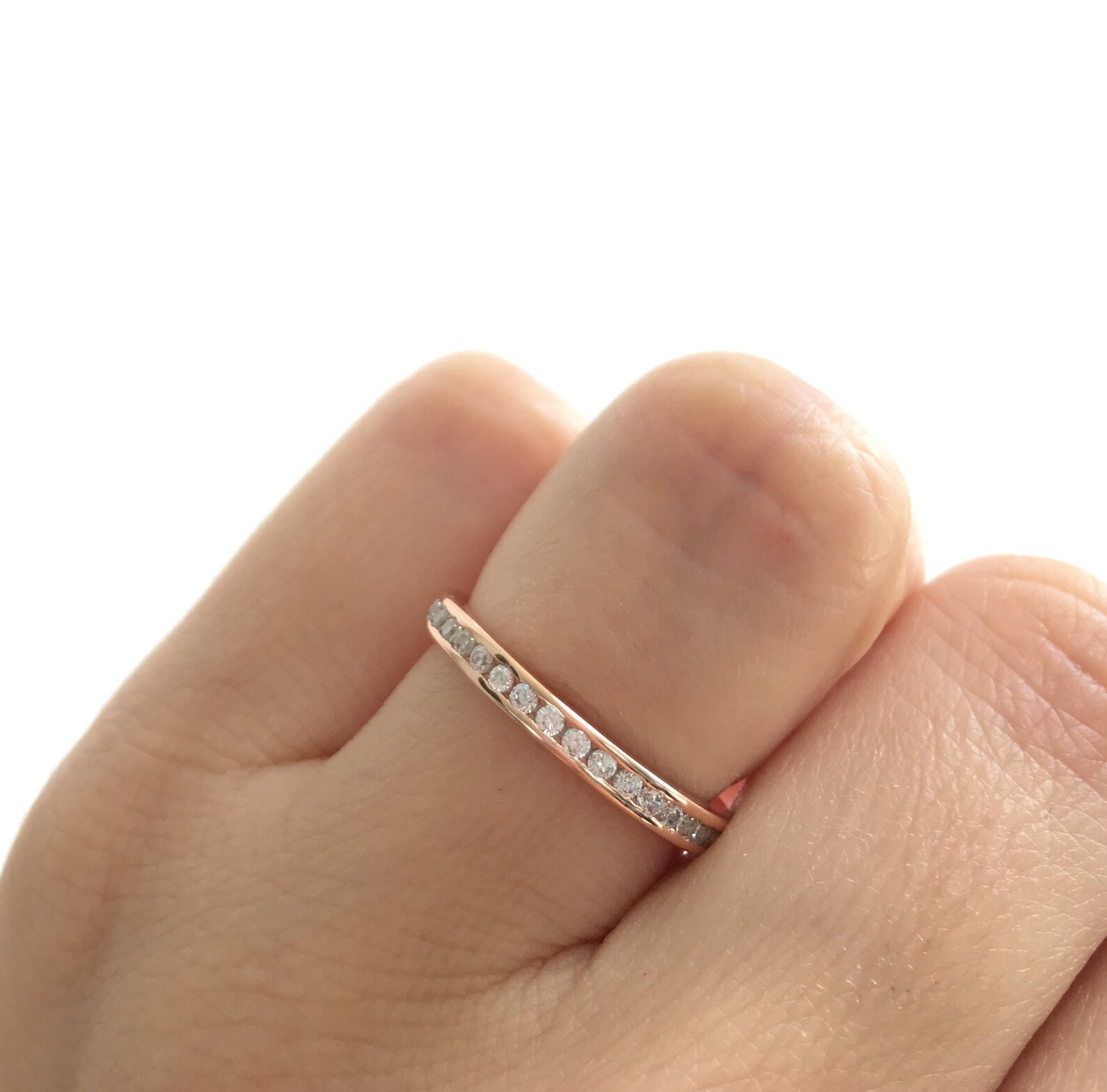 Rose Gold Wedding Band Ring. Eternity Band Ring. Rose Gold Stacking ...