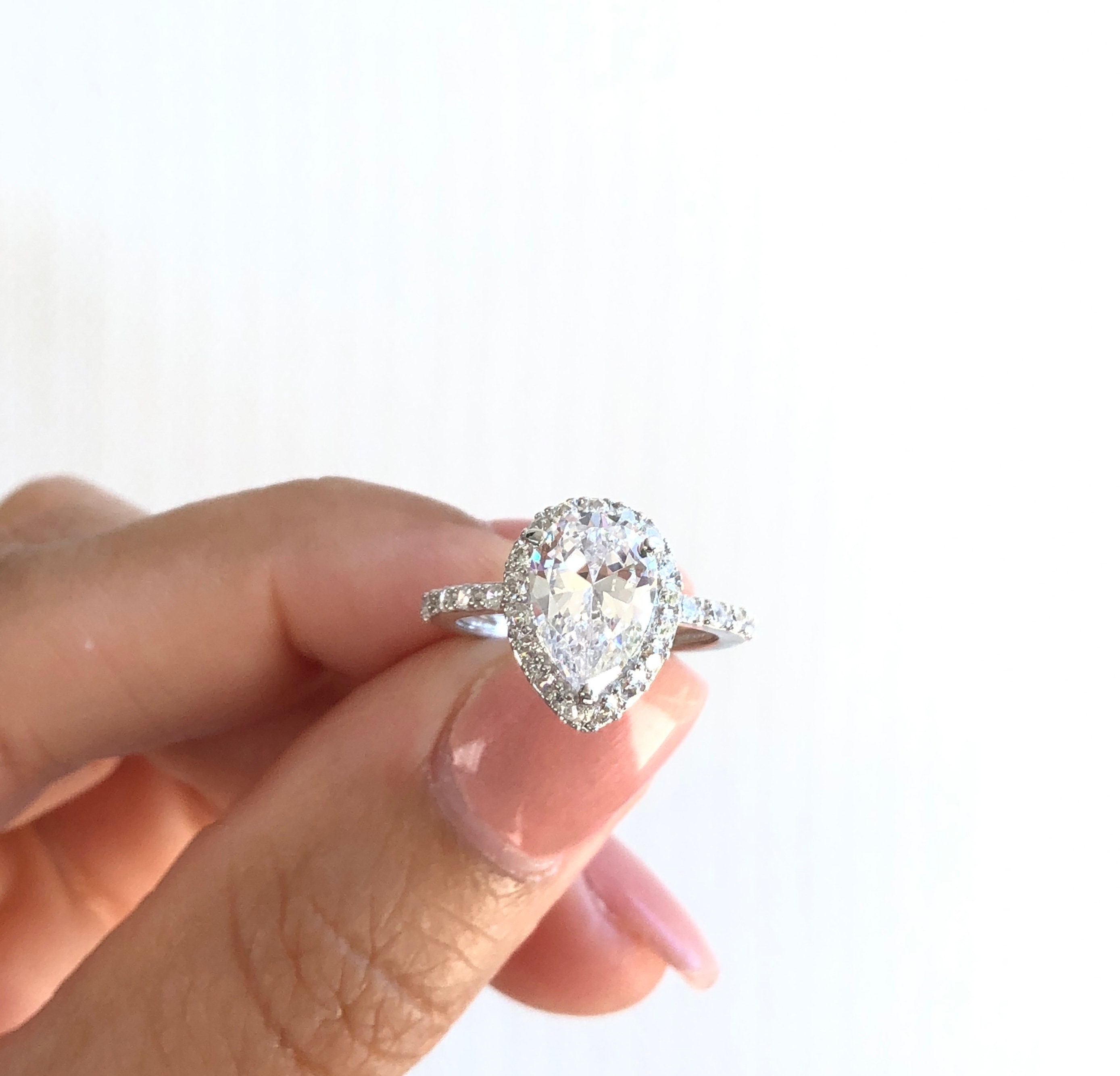 Pear Shaped Engagement Ring. Sterling Silver High Quality | Etsy