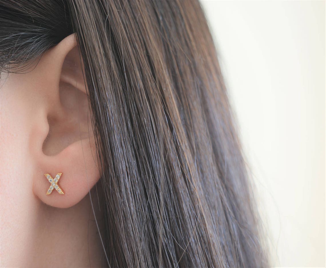 Silver XO Earrings. Sterling Silver Xo Stud Earrings. Cz Small XO ...