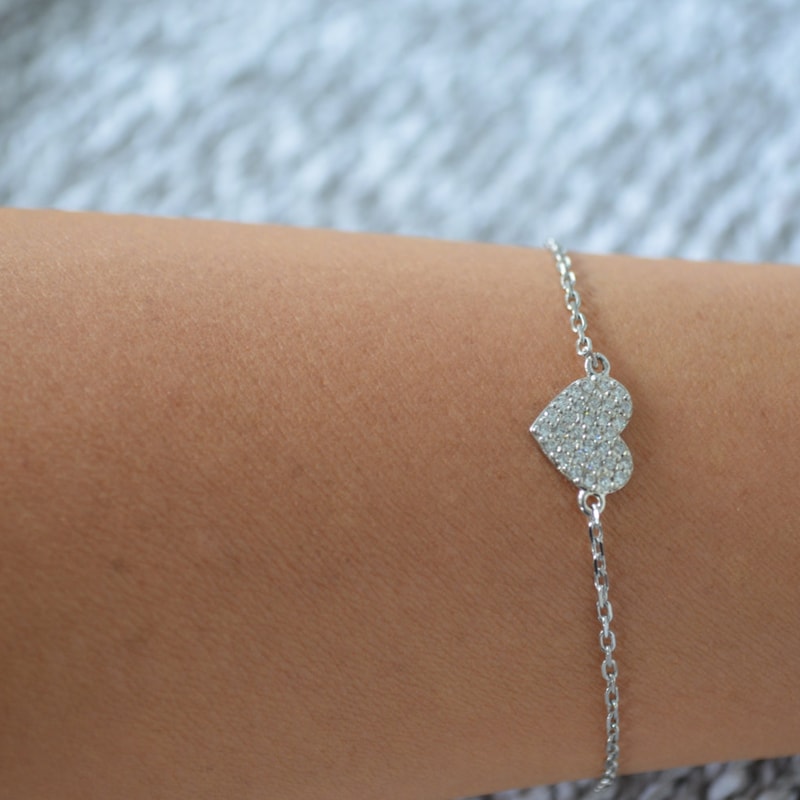 Silver Heart Bracelet - Etsy