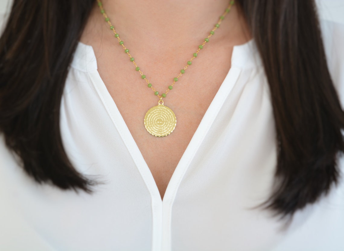 Our Father Prayer Gold Filled Necklace. Medalla Del Padre Nuestro. Our ...