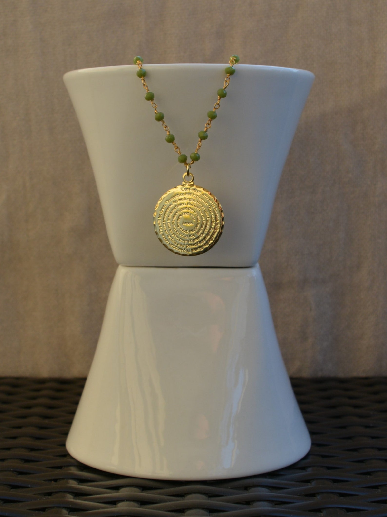 Our Father Prayer Gold Filled Necklace. Medalla Del Padre Nuestro. Our ...